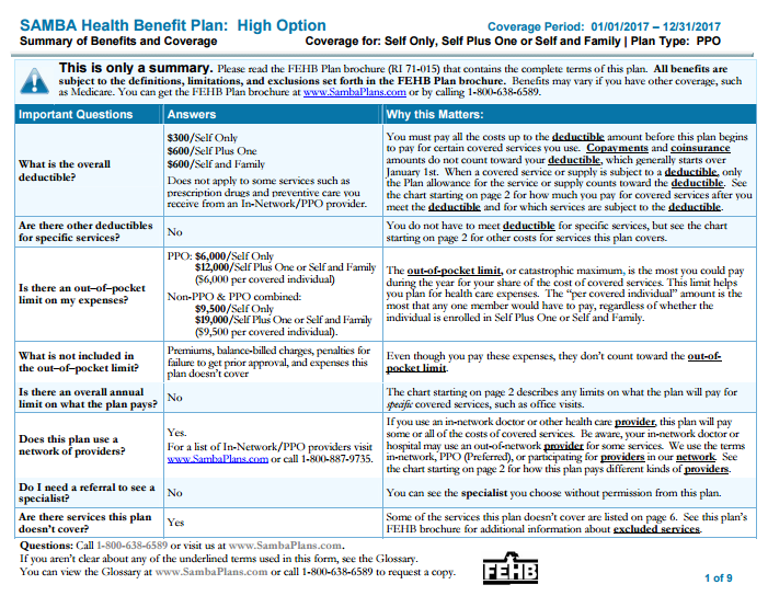 Summary of Benefits & Coverage (SBC) » SAMBA